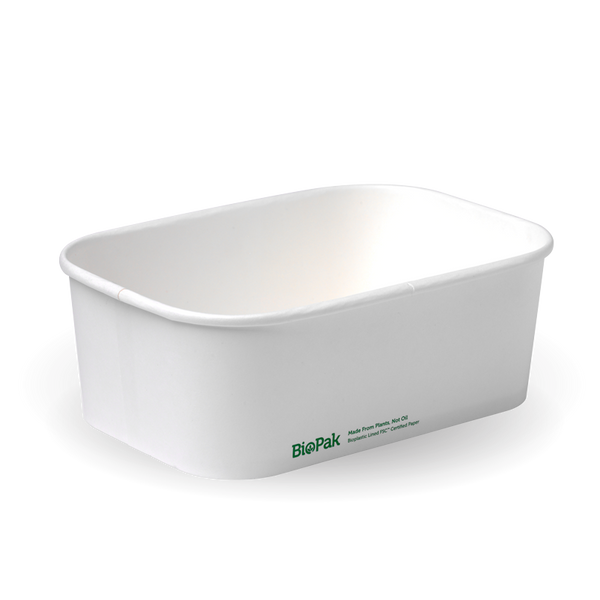 750ml White Rectangle PLA Lined Paper Container