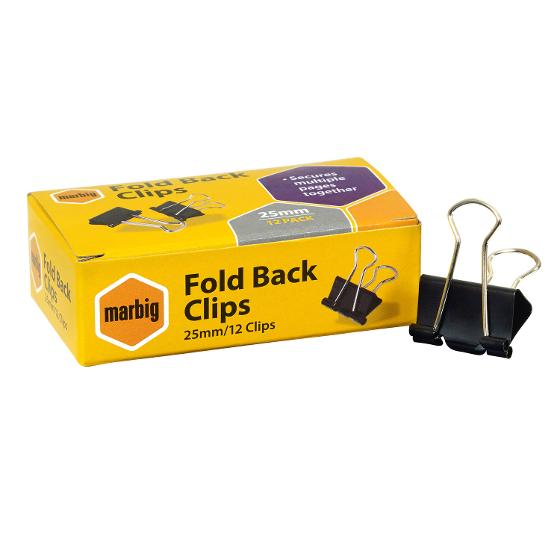 Marbig Fold Back Clips 25mm